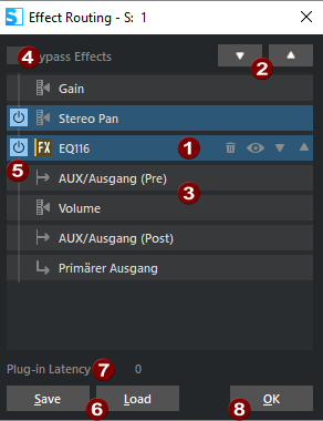 Effekt-Routing-Dialog
